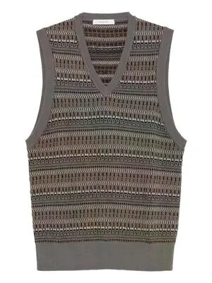 LEMAIRE V-neck Jacquard-knit Vest - Grey