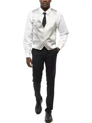 Corneliani Double-breasted Silk Waistcoat - Silver