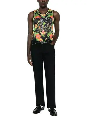 Jeremy Scott X Adidas Floral-print Sleeveless Tank Top - Black