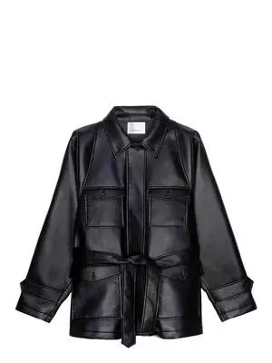 THE FRANKIE SHOP Faux-leather Padded Utility Jacket - Black