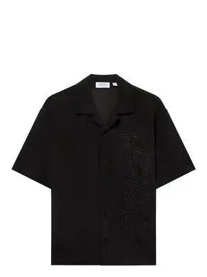 Off-White Handstyle Logo Organza Bowling Shirt - Black