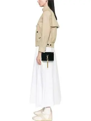 Saint Laurent Suede Monogram Kate Tassel Crossbody Bag - Black