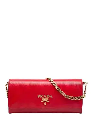 Prada 2013-2026 Vitello Move Wallet On Chain Crossbody Bag - Red