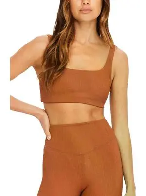 The Upside Mariana Bridie Ribbed Sport Bra - Brown
