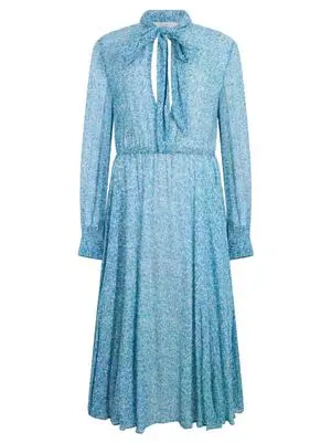 Philosophy Di Lorenzo Serafini Floral Print Pussy-bow Midi Dress - Blue