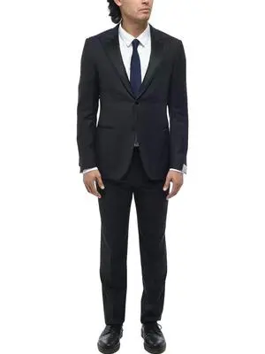 Corneliani Satin Peak-lapel Wool Suit - Blue