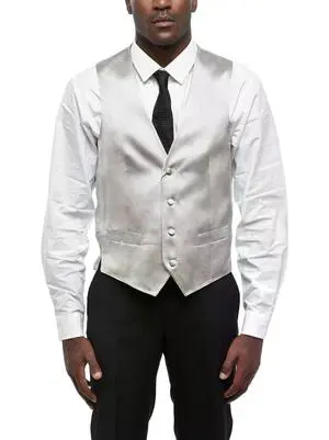 Corneliani V-neck Silk Waistcoat - Silver