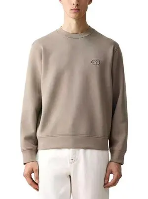 Emporio Armani Logo-embroidered Crew-neck Sweatshirt - Neutrals