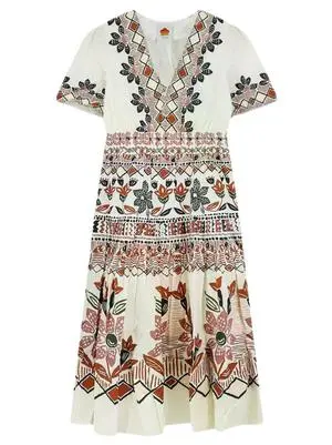 Farm Rio Off-white Rustic Flowers Short Sleeve Maxi Dress - Neutrals