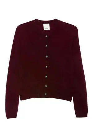 ALLUDE Button-up Ribbed-trim Cardigan - Red