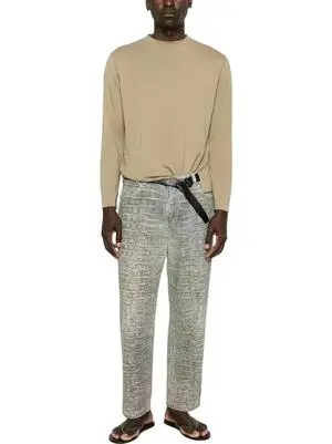 Roberto Cavalli 1990s Crocodile-effect Trousers - Grey