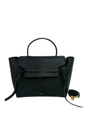 Celine 2018 Mini Grained Calfskin Belt Bag Satchel - Black