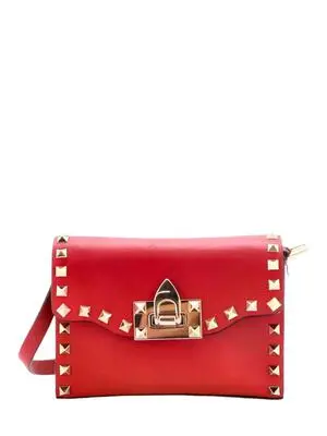 Valentino Garavani Rockstud Flip Lock Flap Bag Leather Mini Crossbody Bag - Red
