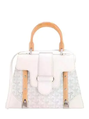 Goyard Saigon Top Handle Bag Coated Canvas With Leather Pm Satchel - White