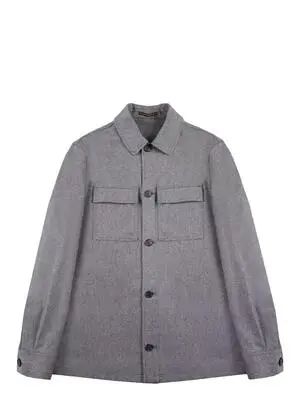 SLOWEAR Flannel-wool Shirt Jacket - Grey