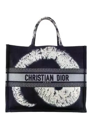 Dior Book Embroidered Canvas Large Tote Bag - Blue
