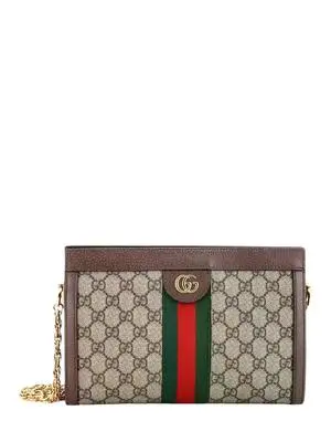 Gucci Ophidia Chain Shoulder Bag Gg Coated Canvas Small Crossbody Bag - Brown
