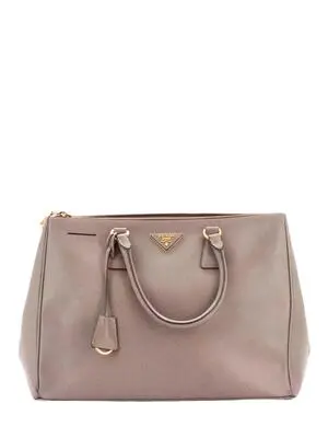 Prada Double Zip Lux Saffiano Leather Large Tote Bag - Grey