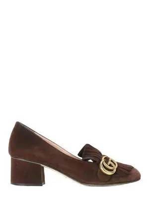 Gucci Marmont Suede Loafer Mid-heel Pumps - Brown