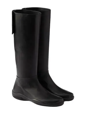 Prada Nappa Leather Knee High Boots - Black