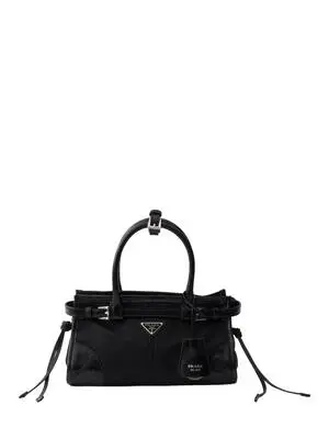 Prada Bonnie Small Re-nylon And Leather Handbag - Black