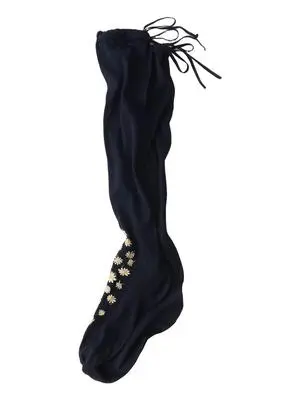 Prada Embroidered Over-the-knee Cotton Socks - Navy