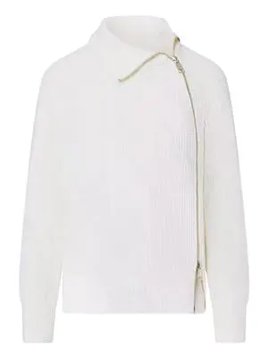 Liu Jo Wool Blend Asymmetrical Zip Sweater - White