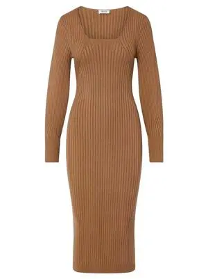 Liu Jo Balloon Knit Midi Dress - Brown