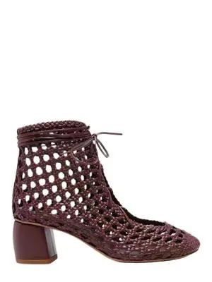 FORTE_FORTE Woven Lace-up Ankle Boots - Red