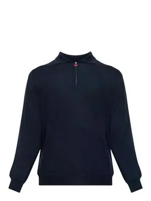 Kiton Quarter-zip Long-sleeve Polo Shirt - Blue