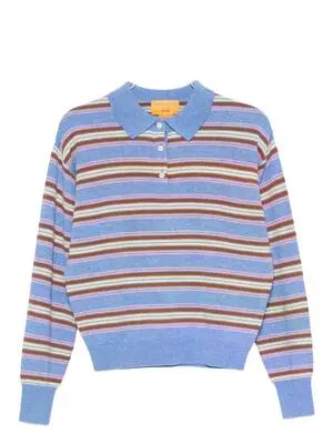 Guest In Residence Collegiate Stripe-pattern Polo Sweater - Blue