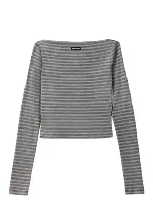 Miu Miu Striped Jersey Top - Grey
