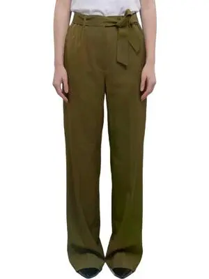 Max Mara Editto Belted Virgin-wool Trousers - Green