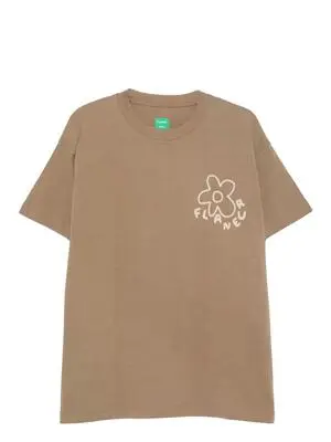 FLANEUR Blossom Logo-print Crew-neck T-shirt - Brown