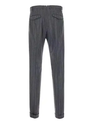 PT TORINO Pinstripe Pattern Pleated Trousers - Grey