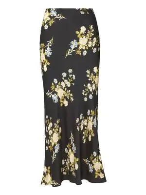 Veronica Beard Clover Floral Maxi Skirt - Black