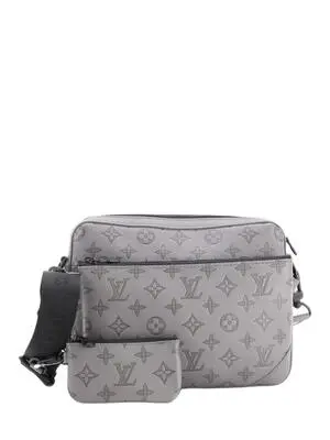 LOUIS VUITTON Trio Messenger Bag Monogram Shadow Leather Crossbody Bag - Grey