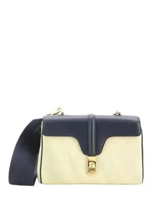 Celine Soft 16 Bag Canvas And Leather Teen Shoulder Bag - Blue