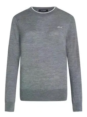 Karl Lagerfeld Merino Wool Crew-neck Sweater - Grey