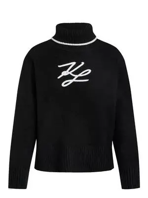 Karl Lagerfeld Soutache Turtleneck Sweater - Black