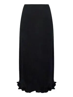 SEEN USERS Name Twombly Bloom Ruffled Midi Skirt - Black