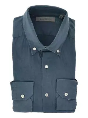 Corneliani Button-down Linen Shirt - Blue
