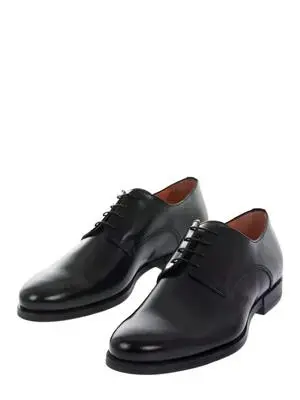Santoni Leather Derby Shoes - Black