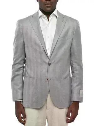 Corneliani Herringbone Single-breasted Blazer - Grey