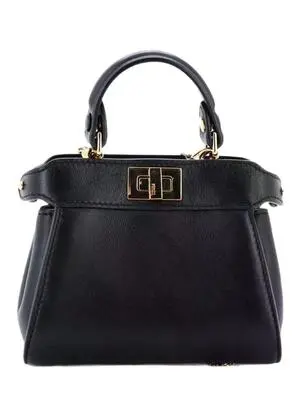 Fendi Peekaboo Leather Nano Crossbody Bag - Black