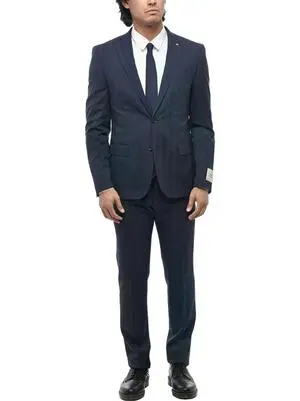 Corneliani Single-breasted Wool Suit - Blue