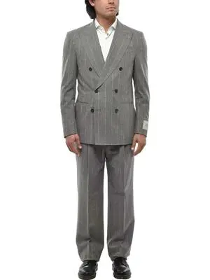 Corneliani Double-breasted Pinstripe Suit - Grey