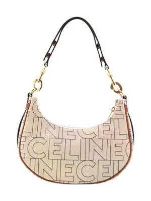 Celine Ava Bag All Over Logo Textile Medium Shoulder Bag - Brown