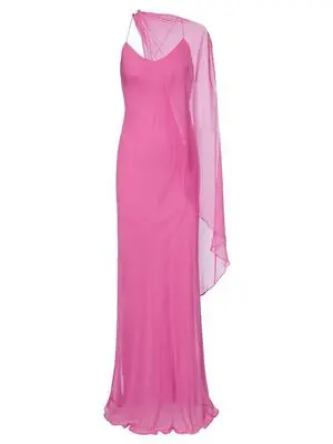 THE SEI Caped Silk Gown In Carnation - Pink