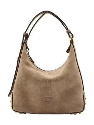 TOD'S Mini Suede Top Handle Bag - Moca